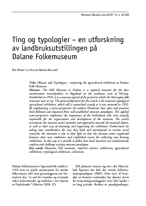 (PDF) Ting og typologier – en utforskning av landbruksutstillingen på ...