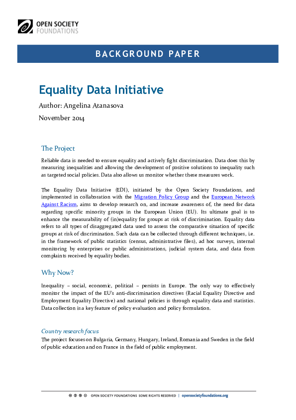 (PDF) Equality Data Initiative Background Paper | Angelina Atanasova ...