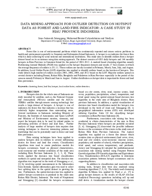 Pdf Data Mining Approach For Outlier Detection On Hotspot Data As