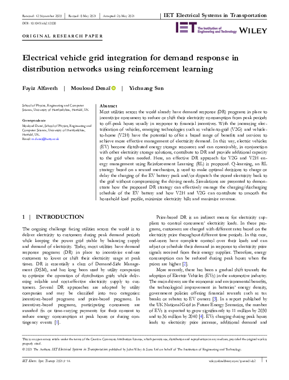 (PDF) Electrical vehicle grid integration for demand response in distribution networks using ...