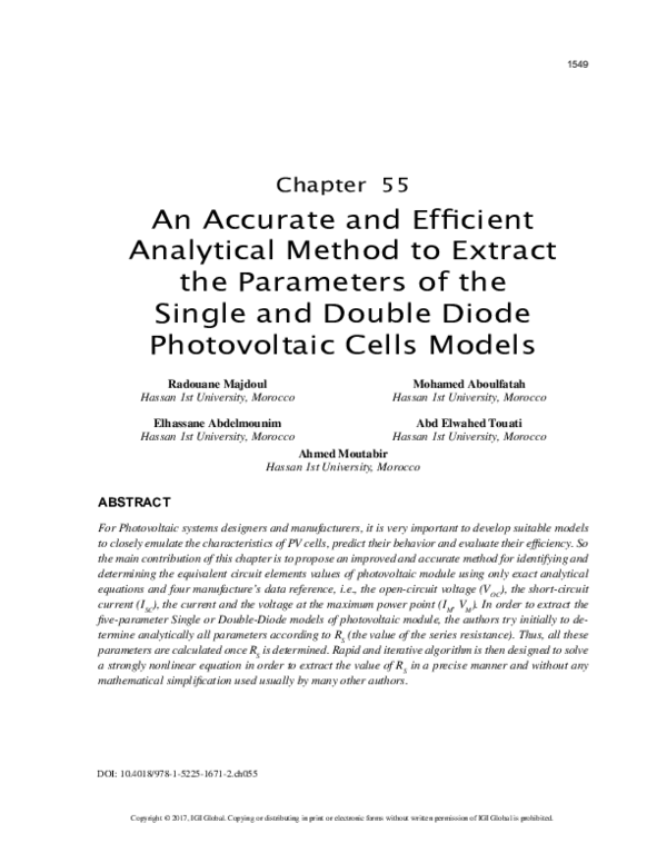 Pdf An Accurate And Efficient Analytical Method To Extract The Parameters Of The Single And