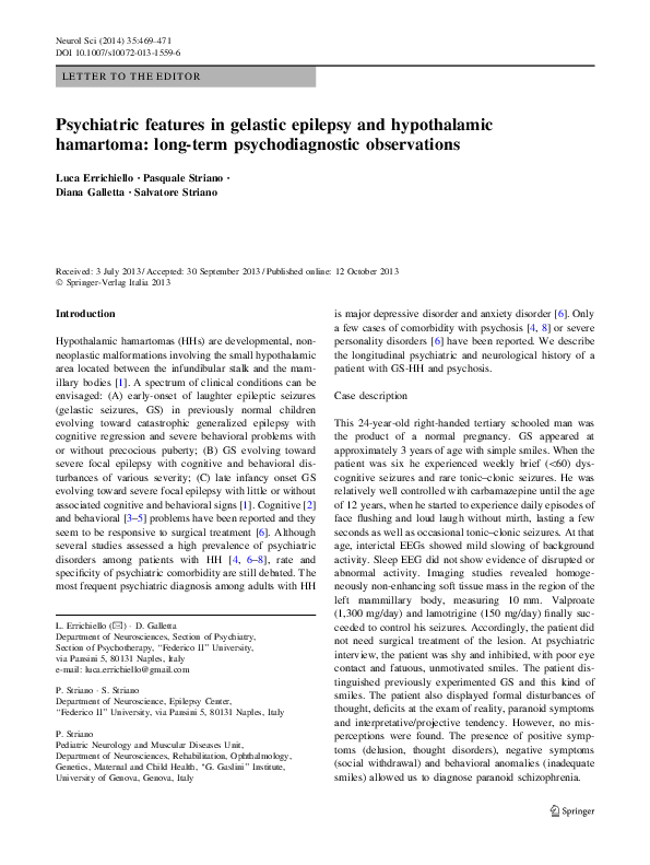 (PDF) Psychiatric features in gelastic epilepsy and hypothalamic ...