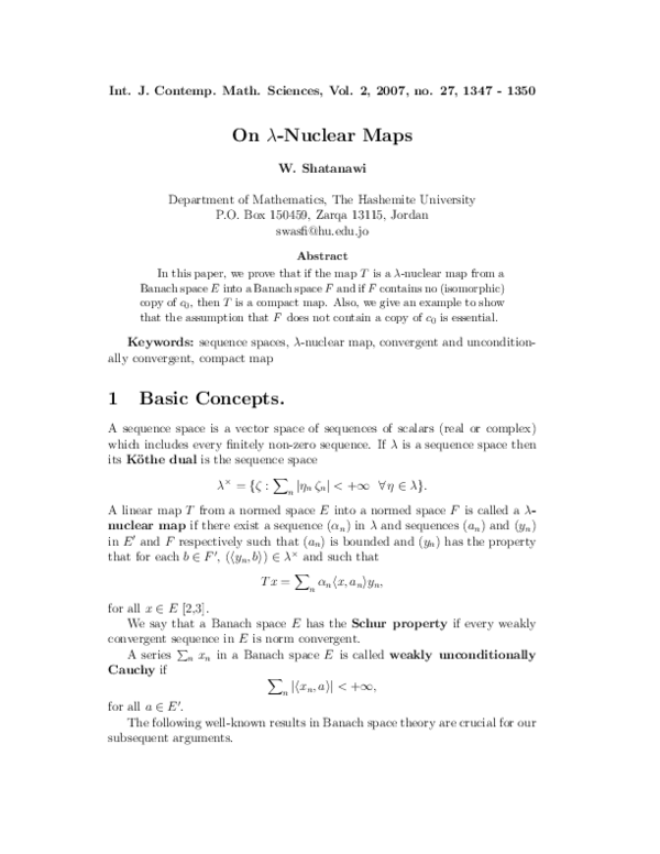 (PDF) On \lambda-nuclear maps