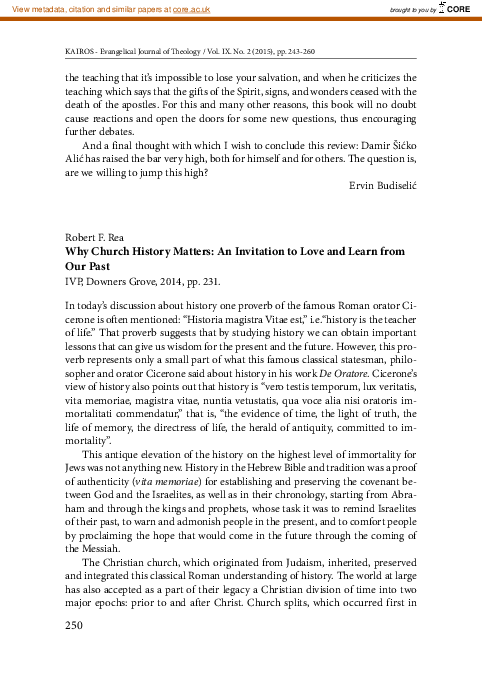 (PDF) Why Church History Matters: An Invitation to Love and Learn from ...
