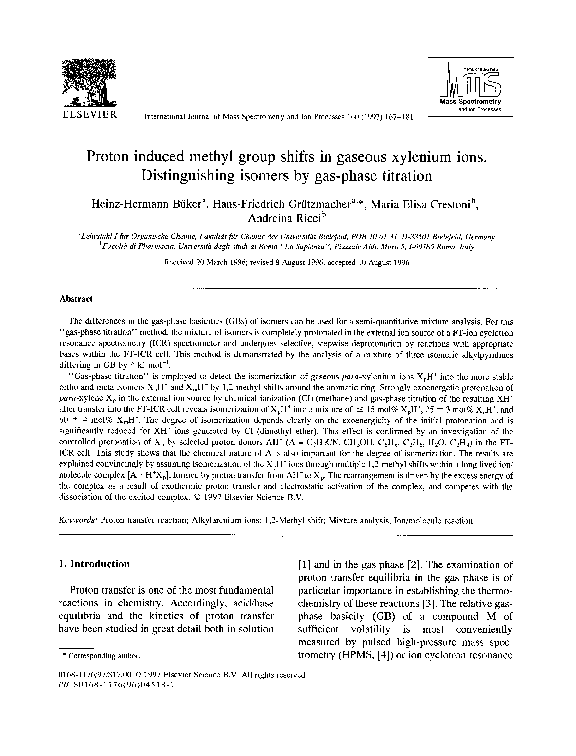 (PDF) Proton induced methyl group shifts in gaseous xylenium ions ...