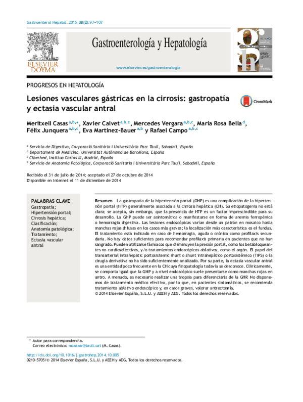 (PDF) Lesiones vasculares gástricas en la cirrosis: gastropatía y ...
