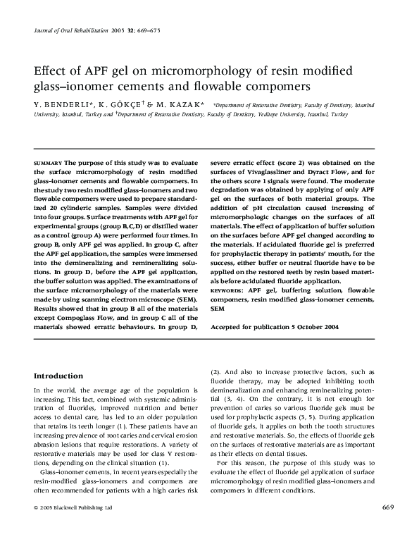 (PDF) Effect of APF gel on micromorphology of resin modified glass ...
