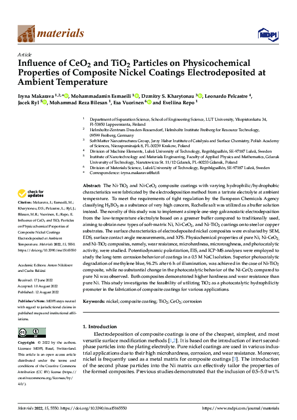 (PDF) Influence of CeO2 and TiO2 Particles on Physicochemical Properties of Composite Nickel ...