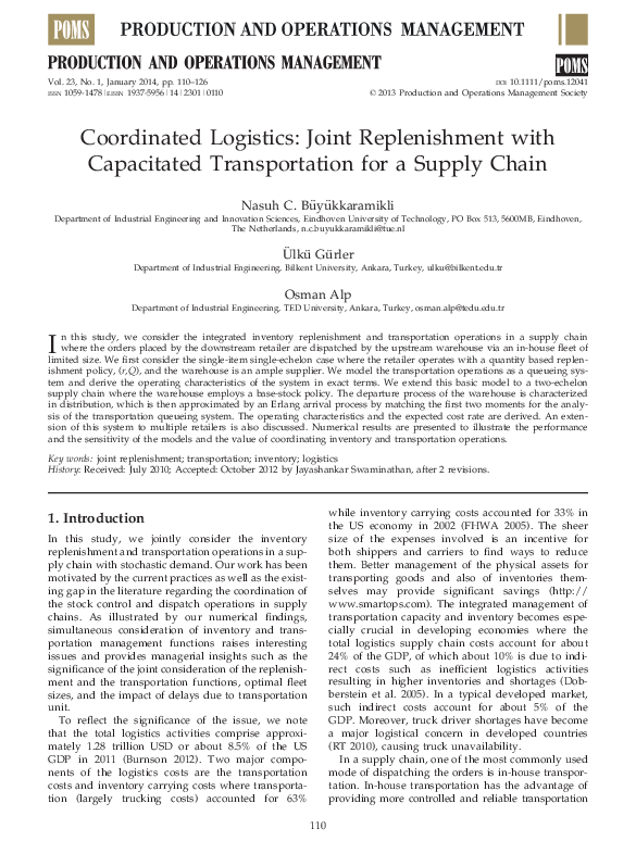 (PDF) Coordinated Logistics: Joint Replenishment with Capacitated ...