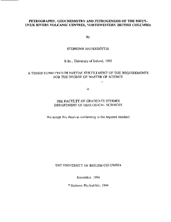 (PDF) Petrography, geochemistry and petrogenesis of the Iskut-Unuk ...