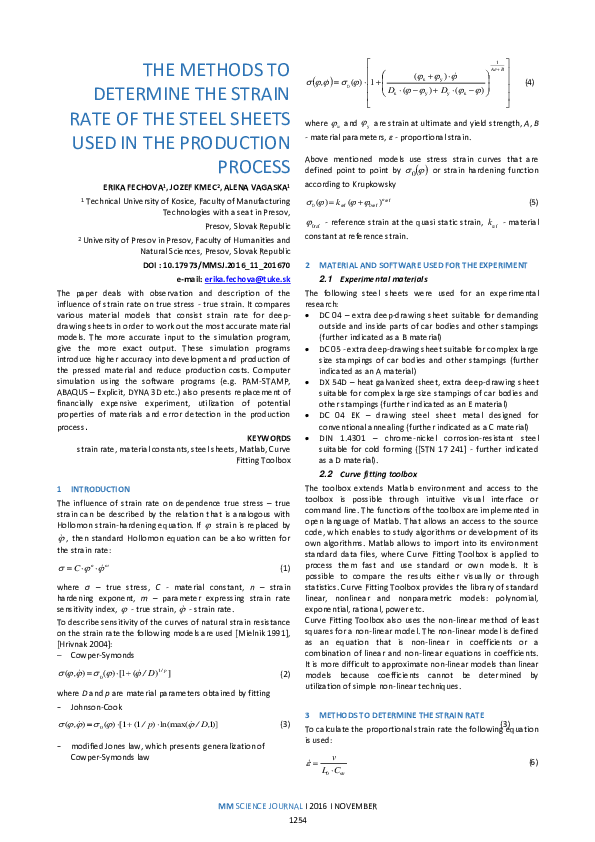 (PDF) The Methods to Determine the Strain Rate of the Steel Sheets Used ...