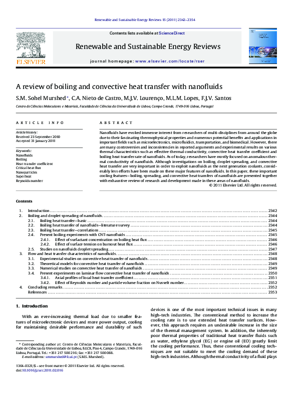 (PDF) Boiling and Convective Heat Transfer Characteristics of Nanofluids