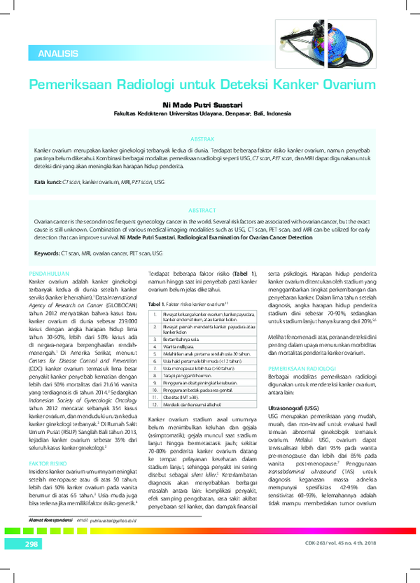 (PDF) Pemeriksaan Radiologi untuk Deteksi Kanker Ovarium | made ...