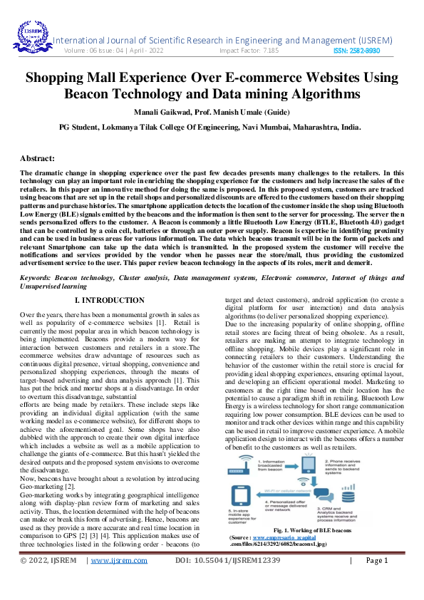 (PDF) Shopping Mall Experience Over E-commerce Websites Using Beacon ...