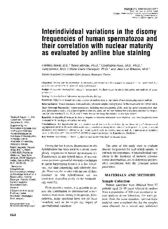 (PDF) Interindividual Variations in the Disomy Frequencies of Human ...