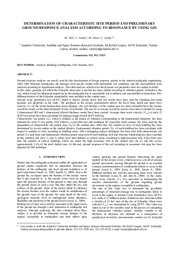 (PDF) Determination of Characteristic Site Period and Preliminary ...