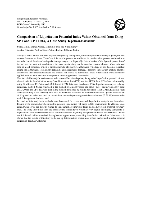 (PDF) Comparison of Liquefaction Potential Index Values Obtained from ...
