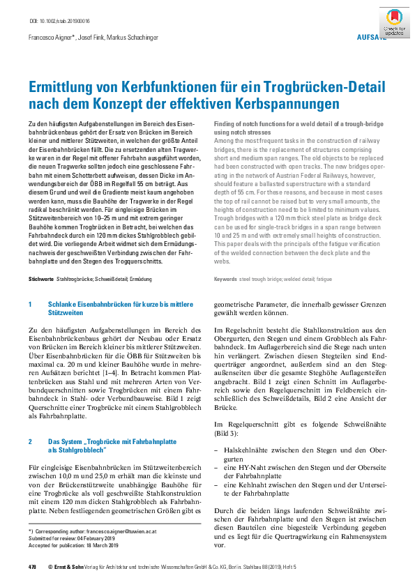 (PDF) Ermittlung von Kerbfunktionen für ein Trogbrücken‐Detail nach dem ...
