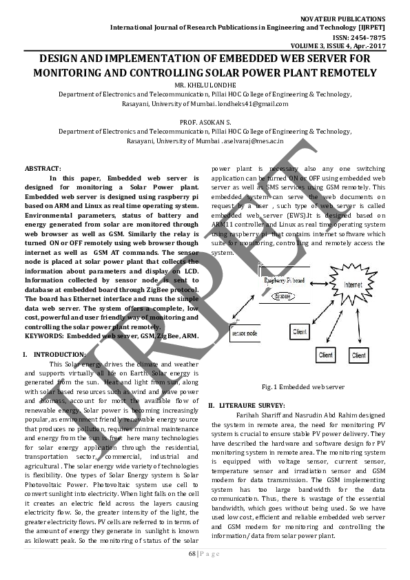 Pdf Design And Implementation Of Embedded Web Server For Monitoring And Controlling Solar 5035