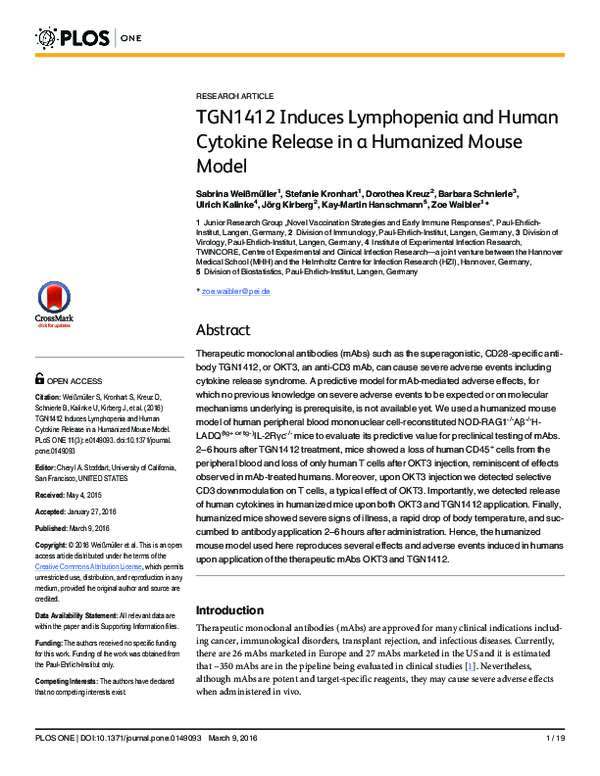 (PDF) Faculty Opinions recommendation of TGN1412 induces lymphopenia ...