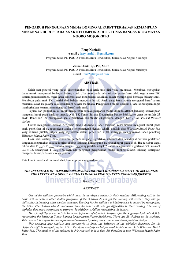(PDF) Pengaruh Penggunaan Media Domino Alfabet Terhadap Kemampuan ...