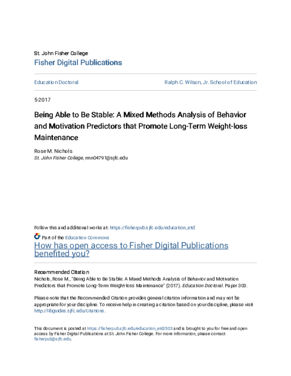 (PDF) Being Able to Be Stable: A Mixed Methods Analysis of Behavior and ...