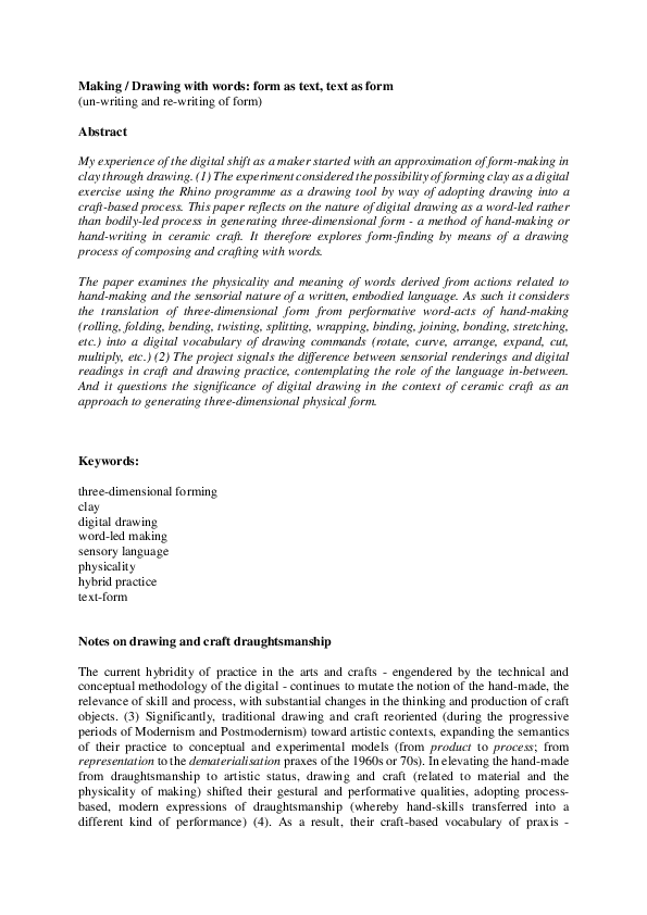 (PDF) Making/drawing with words: Form as text, text as form (un-writing ...