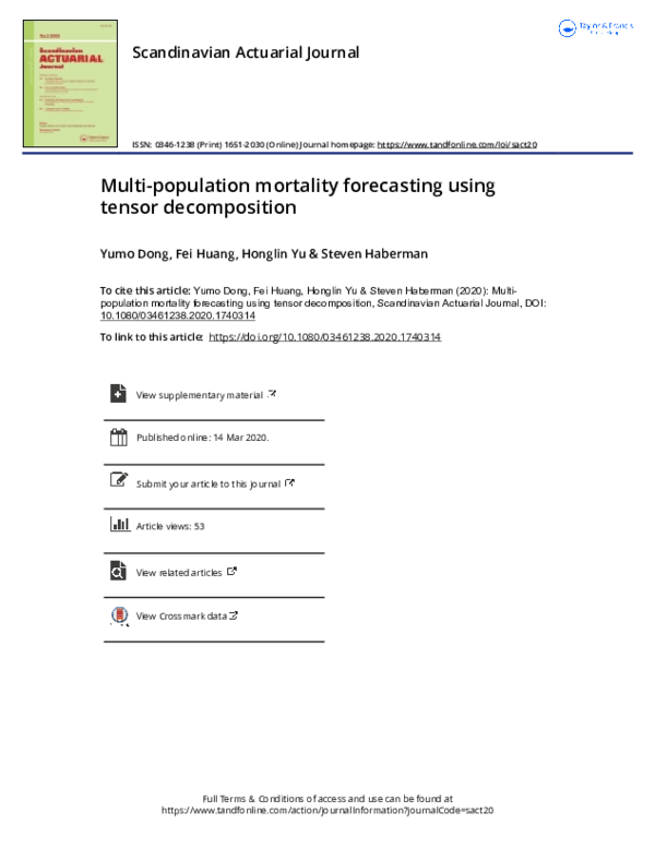 (PDF) Multi-population mortality forecasting using tensor decomposition (PDF) Multi-population mortality forecasting using tensor decomposition