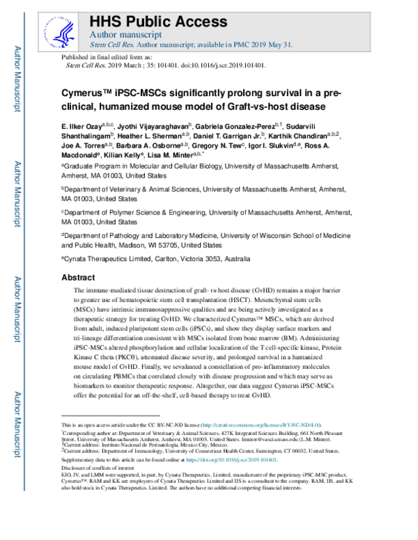 (PDF) Cymerus™ iPSC-MSCs significantly prolong survival in a pre ...