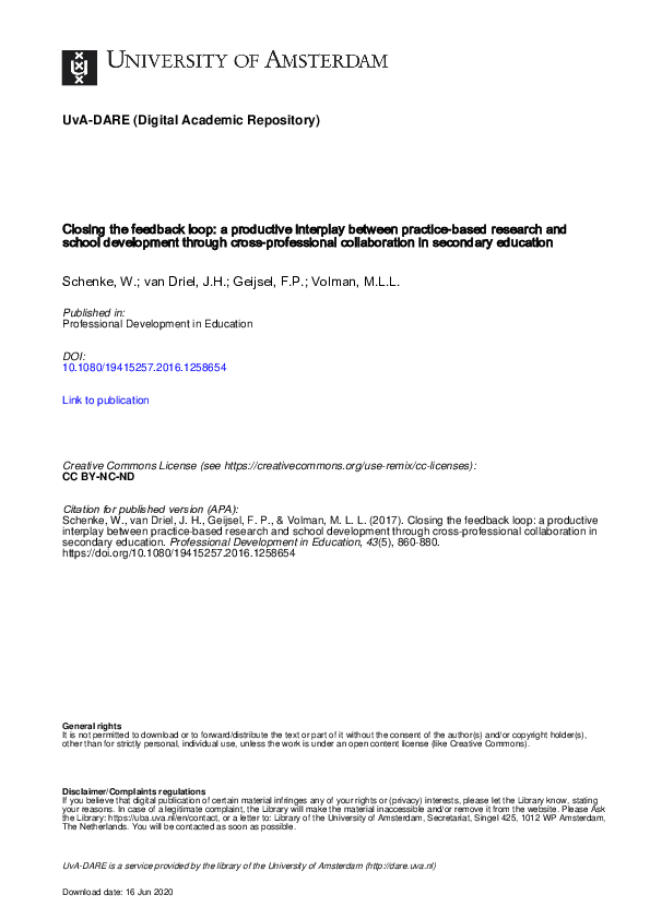 (PDF) Closing the feedback loop: a productive interplay between ...