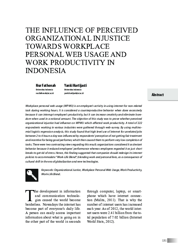 (PDF) The Influence of Perceived Organizational Injustice towards ...