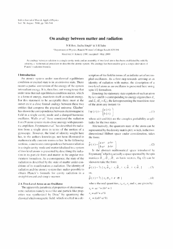 (PDF) On analogy between matter and radiation (PDF) On analogy between matter and radiation