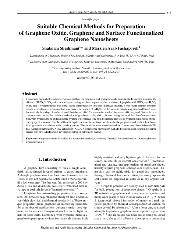 (PDF) Suitable chemical methods for preparation of graphene oxide ...