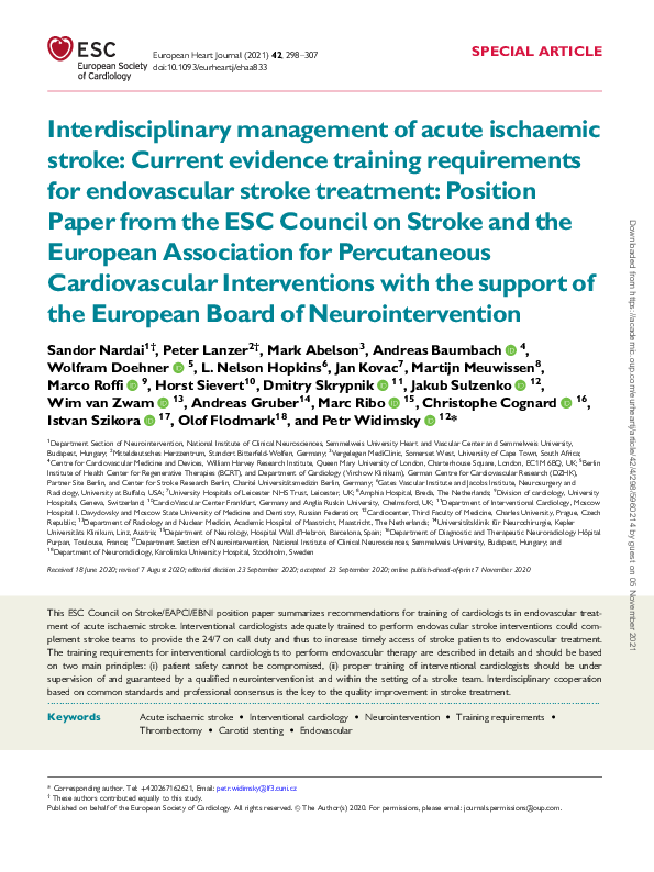 (PDF) Interdisciplinary management of acute ischaemic stroke: Current evidence training ...