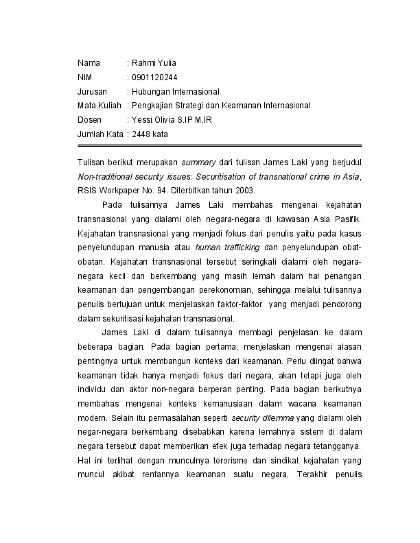 (PDF) Summary: "Non-traditional security issues: Securitisation of ...