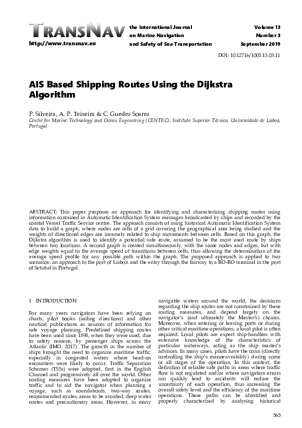 (PDF) AIS Based Shipping Routes Using the Dijkstra Algorithm (PDF) AIS Based Shipping Routes Using the Dijkstra Algorithm