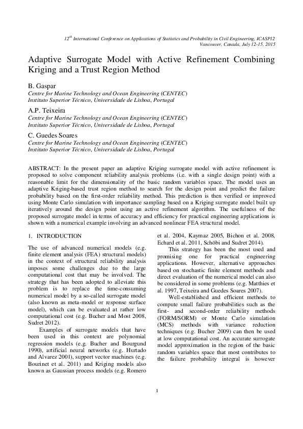 Pdf Adaptive Surrogate Model With Active Refinement Combining Kriging And A Trust Region Method