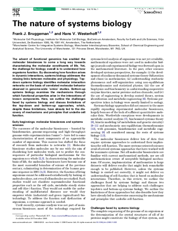 (PDF) The nature of systems biology