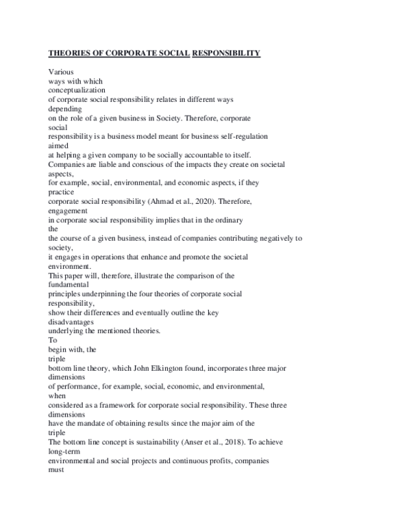 (PDF) THEORIES OF CSR
