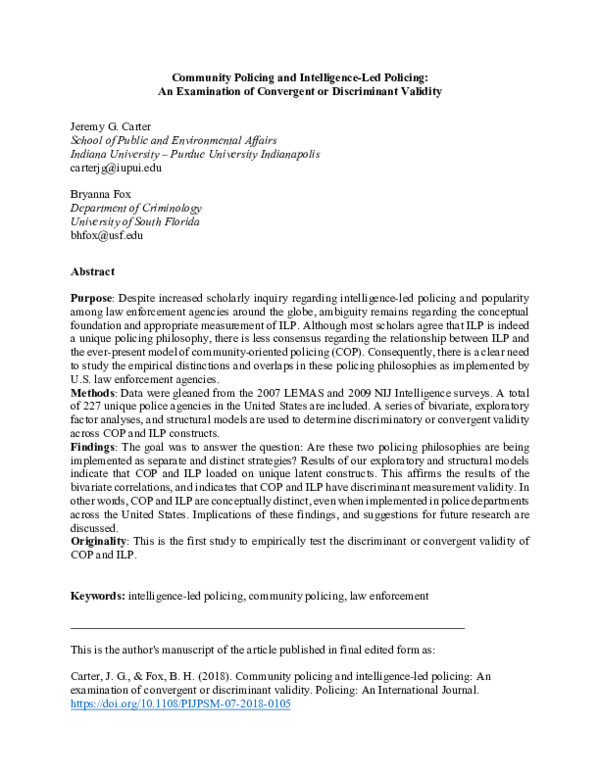 (PDF) Community policing and intelligence-led policing