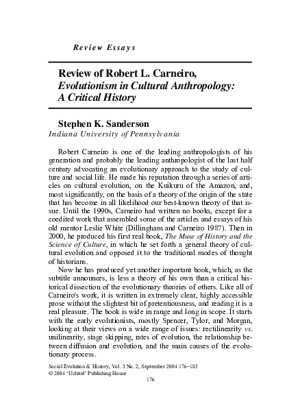 (PDF) Review of Robert L. Carneiro, Evolutionism in Cultural ...