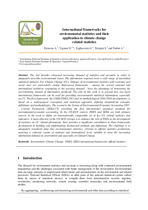 (PDF) Frameworks for Climate Change Statistics