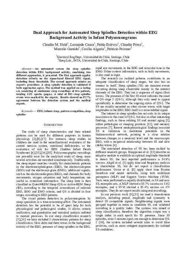 Pdf Dual Approach For Automated Sleep Spindles Detection Within Eeg