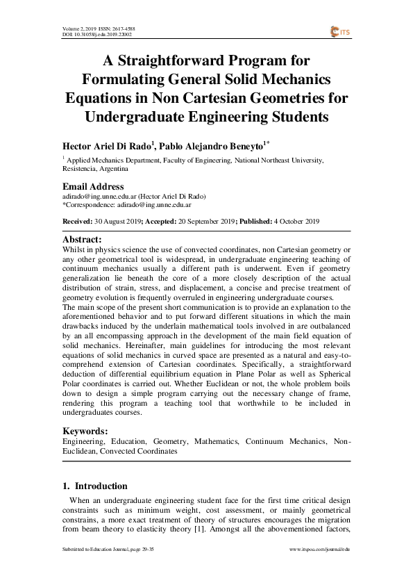 (PDF) A Straightforward Program for Formulating General Solid Mechanics ...