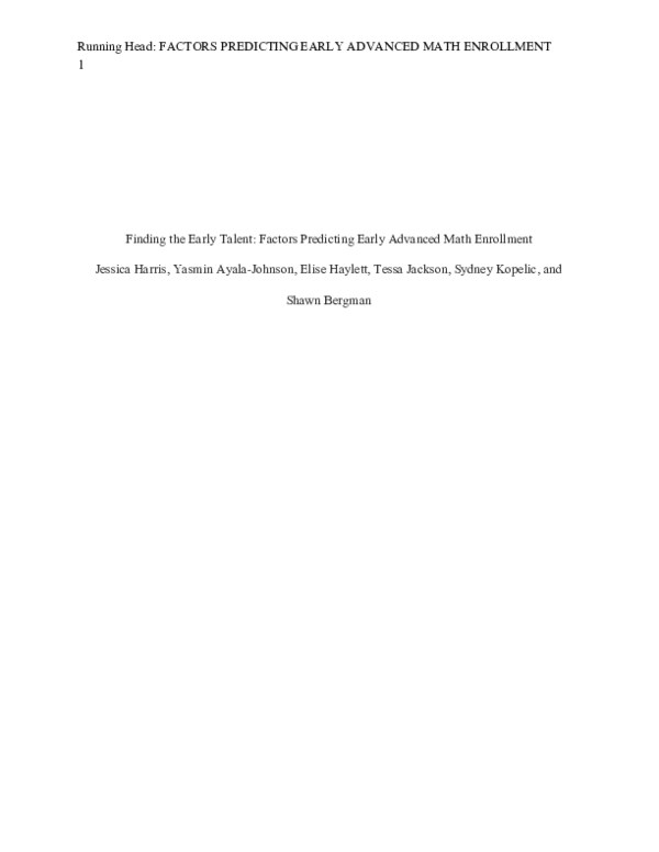(PDF) Finding the early talent: Factors predicting early advanced math ...