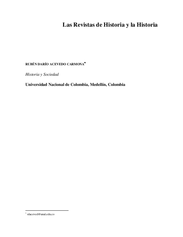 (PDF) Las Revistas de Historia y la Historia