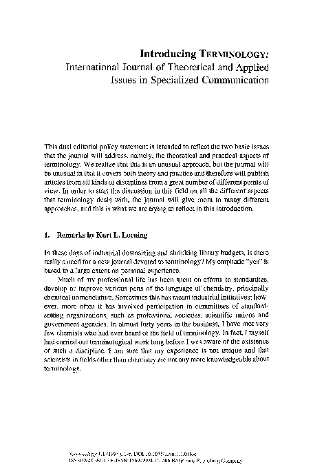(PDF) Introducing Terminology: International Journal of Theoretical and ...