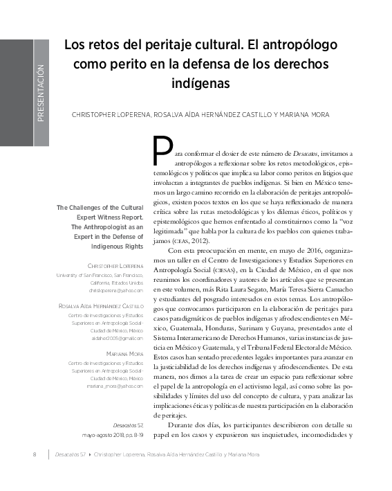 (PDF) Los retos del peritaje cultural. El antropólogo como perito en la ...
