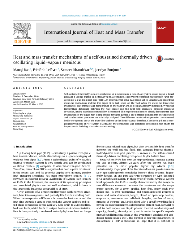 (PDF) Heat and mass transfer mechanisms of a self-sustained thermally ...