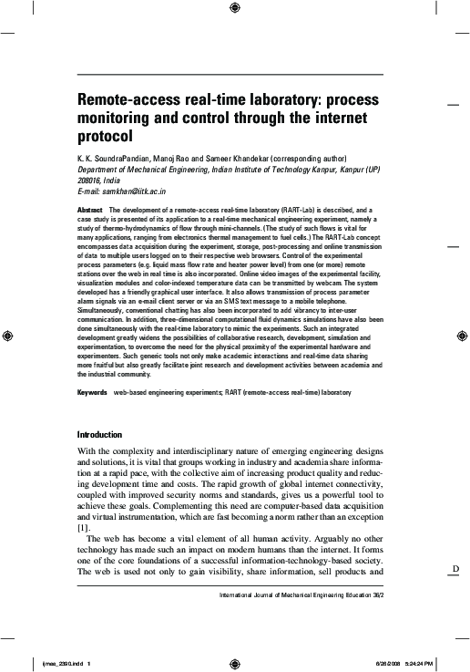 (PDF) Remote-access real-time laboratory: process monitoring and ...